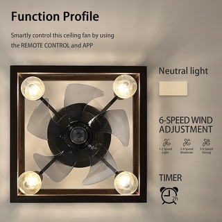 Reversible Ceiling Fan with Lights Remote Control, Caged Ceiling Fan ...