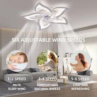 Star Ceiling Fan Petal Ceiling Fan with Lights Remote Control, Dimmable ...