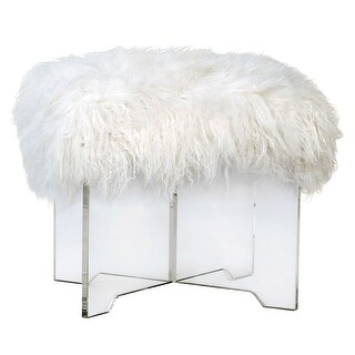Toza White and Clear Acrylic Rectangular Ottoman - Bed Bath & Beyond ...