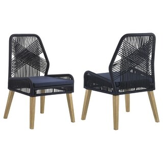 Nakia Dark Navy Woven Rope Dining Side Chairs (Set of 2) - Bed Bath ...