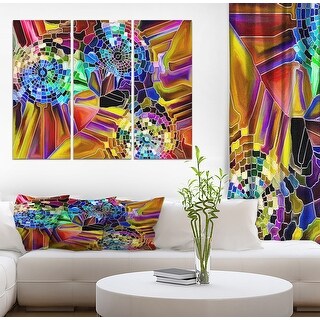 Designart "Color Fragmentation Series" Floral Print on Wrapped Canvas ...