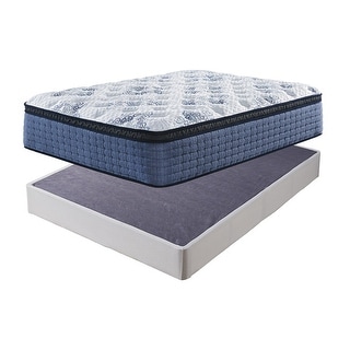 Signature Design by Ashley Mt Dana Euro Top White/Blue 2-Piece King ...