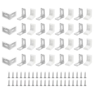 80pcs Metal Plastic L Shaped Angle Bracket, 28x28x17mm with Screws ...