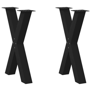 vidaXL Dining Table Legs X-Shaped Worktop Coffee Table Legs 2 pcs Black ...