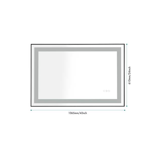 Rectangular Backlit Black Frame Lighted LED Mirror - Bed Bath & Beyond ...