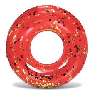 CoTa Global Inflatable Red Gold Pool Float Tube with Sparkle Confetti ...