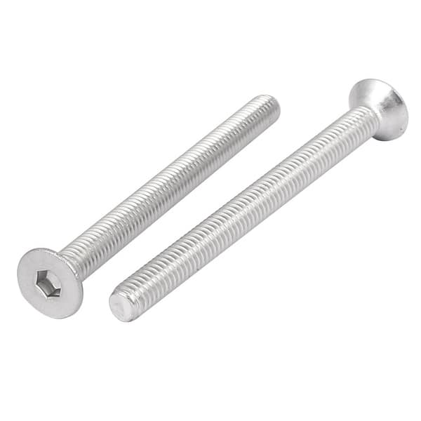 M6x70mm 304 Stainless Steel Flat Head Hex Socket Cap Screws DIN7991 20pcs - Silver Tone - Bed ...