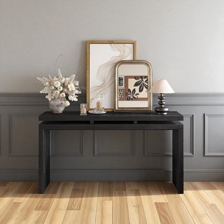 Farmhouse Console Table with Double Board Suspension Design, 60" Wooden ...