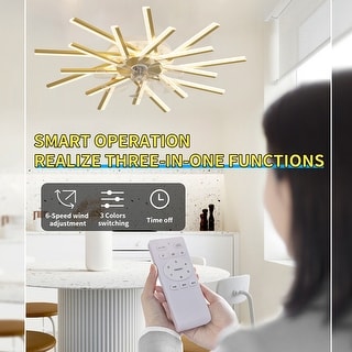 Gold Snowflake Ceiling Fan Dimmable Ceiling Fan Lights with Remote ...