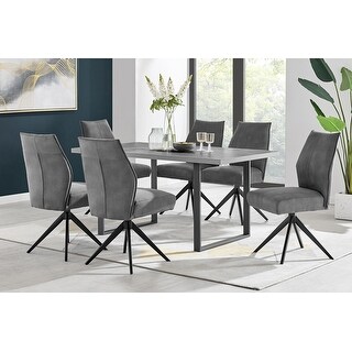 Fenton and Charcoal Monarch 7 Piece Modern Rectangular Dining Set - Bed Bath & Beyond - 33547703