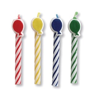 Candy Striped Balloon Shaped Birthday Candles Multi Colors 8 Pack - Bed ...