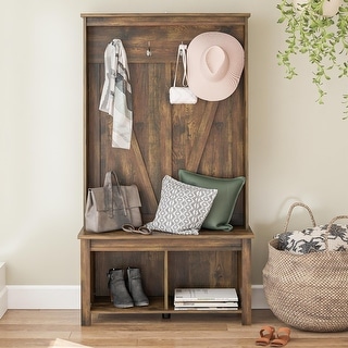 Scandi Farmhouse Entryway Hall Tree Bench - Rustic - Bed Bath & Beyond ...