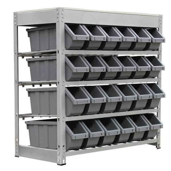 King's Rack Bin Rack Boltless Steel Storage System Organizer w/ 24 ...