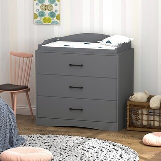 Timechee Changing Table in Gray with 3-Drawer Dresser - Bed Bath ...
