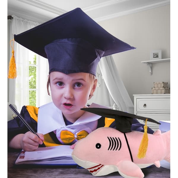 DolliBu Pink Shark Graduation Plush Toy with Gown and Cap with Tassel ...