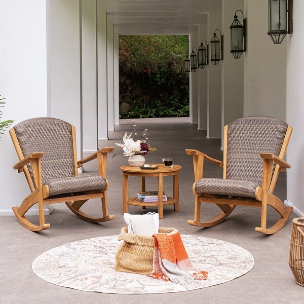 Cambridge Casual Leon Teak Patio Rocking Chair - On Sale - Bed Bath ...