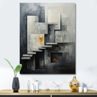 Designart "Abstract Silver Staircase I" Abstract Shapes Wall Art - Bed ...