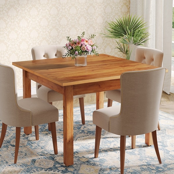 39.4 Inches Square 2-4 People Dining Table with Solid Wood Legs for ...