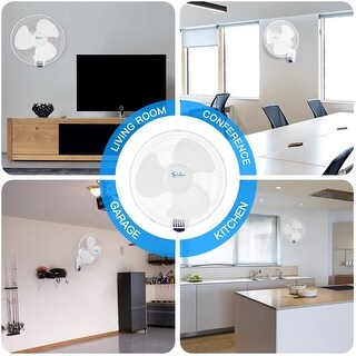 16 in. 2 Pack Indoor White Digital Wall Mount Fan with Remote Control ...
