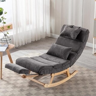 Rocking Chaise Lounges with Adjustable Foot Rest Recliner, Dark Gray ...