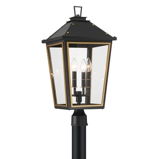 Hawkins 4 Light Matte Black + Textured Gold Outdoor Post - 25 - Bed ...