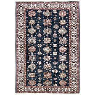 Shahbanu Rugs Midnight Blue Afghan Super Kazak Tribal Medallion Design ...