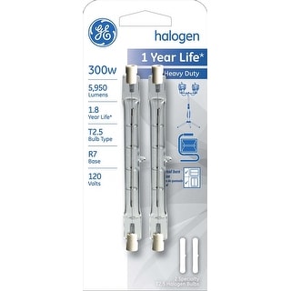 GE Lighting 85047 Double-Ended T2.5 Heavy-Duty Quartz Halogen Bulb 300W ...