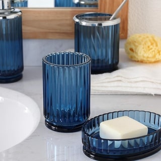Blue Glass Bathroom Accessories Set - Bed Bath & Beyond - 39689956