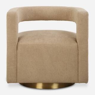 Floating Barrel Back Swivel Chair - 30" - Brown and Gold - Bed Bath ...