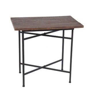 Rectangular Metal Accent Stand with Wood Top - Bed Bath & Beyond - 31283831