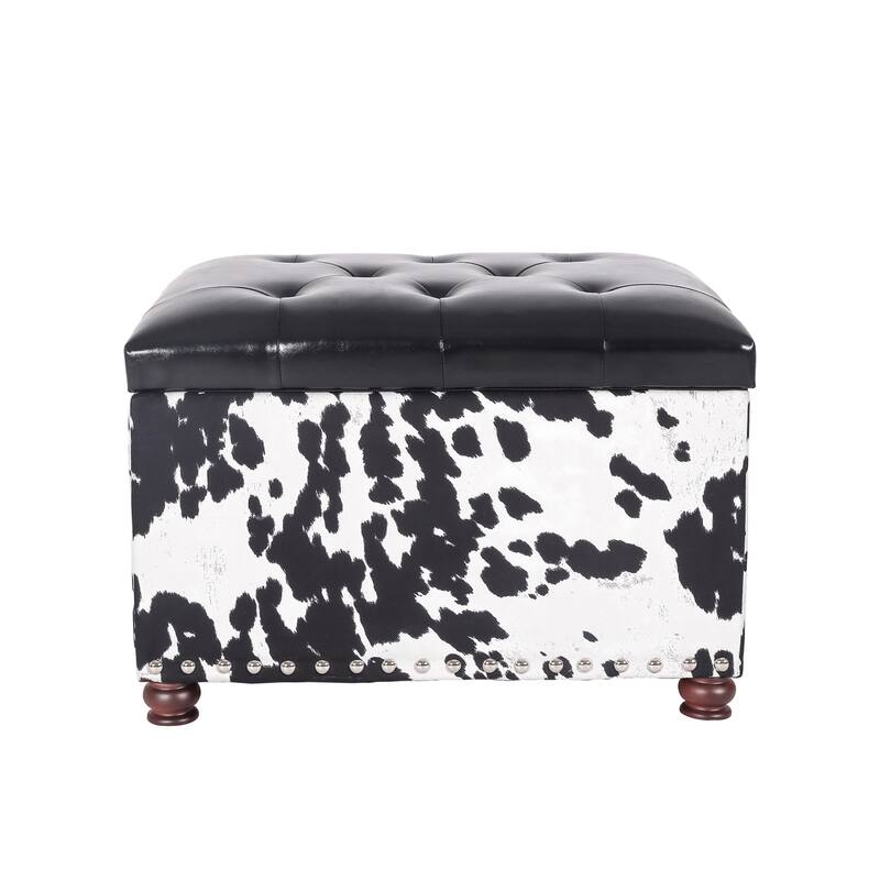 Adeco 24'' Rectangular Upholstered Storage Ottoman Fabric Foot stool ...