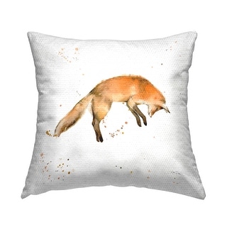 Stupell Jumping Fox Wildlife Printed Outdoor Throw Pillow Design by ...