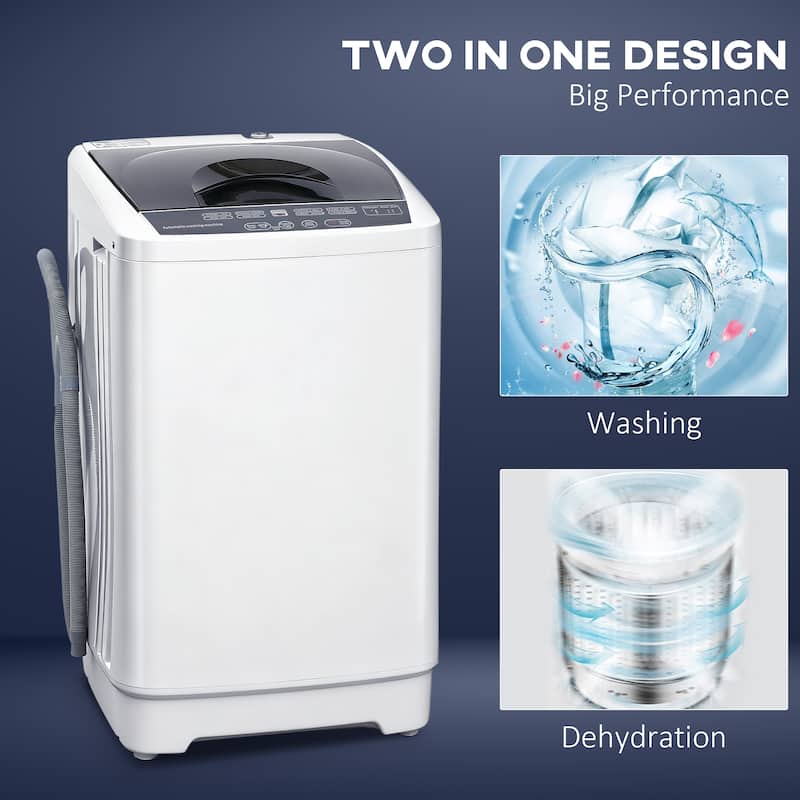 HOMCOM Portable Washing Machine, 1.3 Cu. Ft. Compact Washer with 8 ...