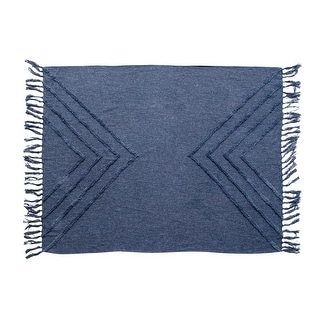 Stonewashed Cotton Blend Slub Throw with Tufted Chevron Pattern ...