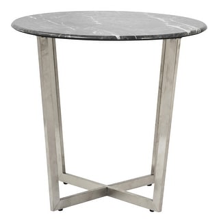 Mod Geo Chrome and Black Round Faux Marble Side Table - Bed Bath ...