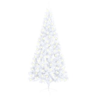 vidaXL Artificial Half Christmas Tree with LED&Stand White 70.8" PVC ...
