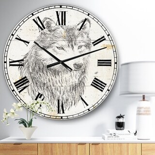 Designart 'Wolf Wild and Beautiful III' Wildlife Animal Wall CLock ...