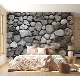 Peel & Stick Wall Mural - Grey Stacked Stones - Removable Wallpaper ...