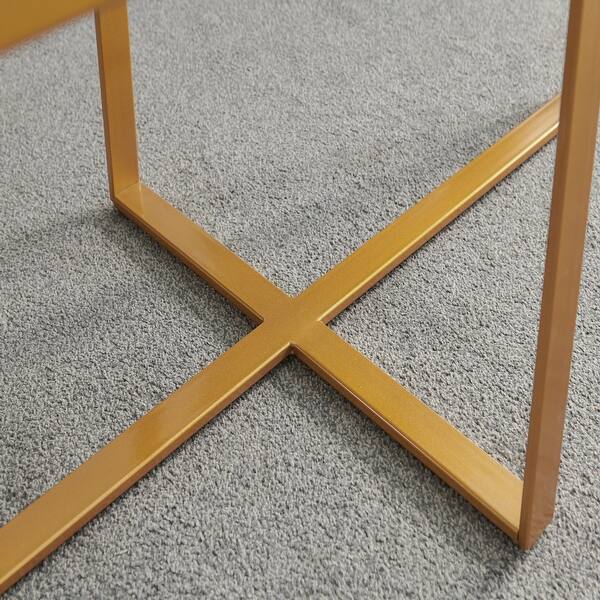 Modern Minimalism Black/Gold Metal Rectangle Glass Coffee Table for ...