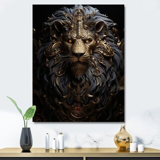 Designart "Regal Elegant Ruler Lion I" Lion Animal Wall Decor - Bed ...