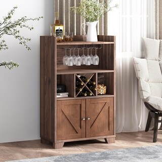 Rustic Wine Glass Rack Wine Bar Cabinet Wine Display Rack - Bed Bath ...