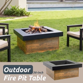 36" Outdoor Iron Fire Pit Table Wood-Burning Stove - Bed Bath & Beyond ...