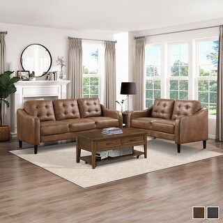 Reagan Polished Microfiber 2-Piece Living Room Sofa Set - Bed Bath ...