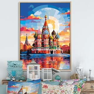 Designart "Colorful City Moscow Popart II" Moscow Framed Wall Decor ...