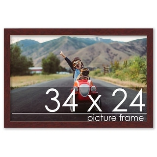 34x24 Traditional Walnut Complete Wood Picture Frame with UV Acrylic ...