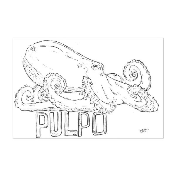 Pulpo Line Drawings Animals Octopus Art Print/Poster - Bed Bath ...