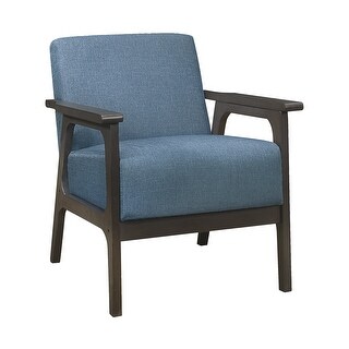 Blue Textured Upholstery Accent Chair with Solid Rubberwood Frame - Bed ...