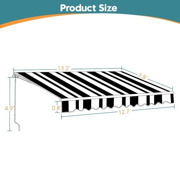 MCombo 13x8 FT Manual Retractable Patio Awning with Polyester Canopy, 1308 - Bed Bath & Beyond ...