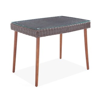 Athens All Weather Wicker Outdoor 26"H Cocktail Table with Glass Top ...