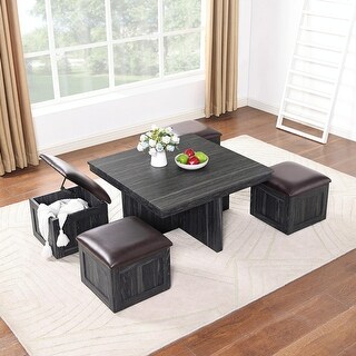 Multipurpose Coffee Table with 4 Storage Stools: Space-Saving and ...